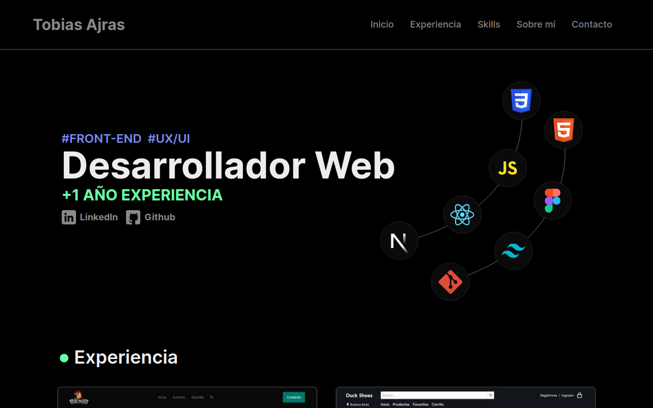 Tobias Ajras - Desarrollador Web, Frontend developer portfolio